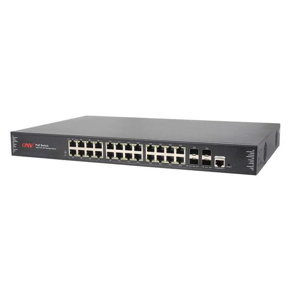Quality 28 Port Gigabit Managed PoE Switch 600W Total Power For IP Surveillance Systems for sale