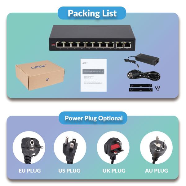 Quality Unmanaged Model 10 Port Gigabit PoE Switch With 20Gbps Switching Capacity for sale