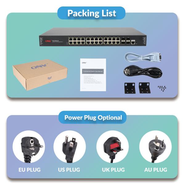 Quality 28 Port Gigabit Managed PoE Switch 600W Total Power For IP Surveillance Systems for sale
