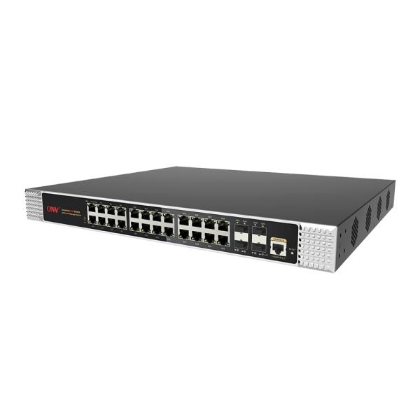 Quality 28 Port Gigabit Managed Industrial PoE Switch Desktop Install Wide Temperature for sale