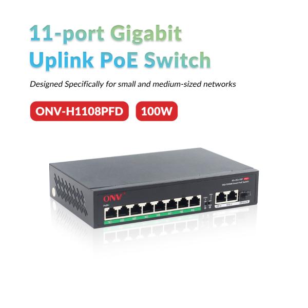 Quality 11-Port Gigabit Uplink PoE Switch With 30W PoE+ Power And Watchdog Function for sale