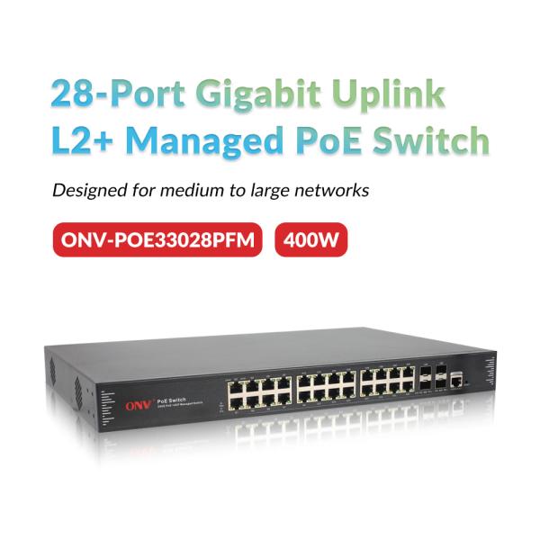 Quality 28 Port Gigabit Managed PoE Switch 600W Total Power For IP Surveillance Systems for sale