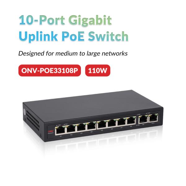 Quality Unmanaged Model 10 Port Gigabit PoE Switch With 20Gbps Switching Capacity for sale