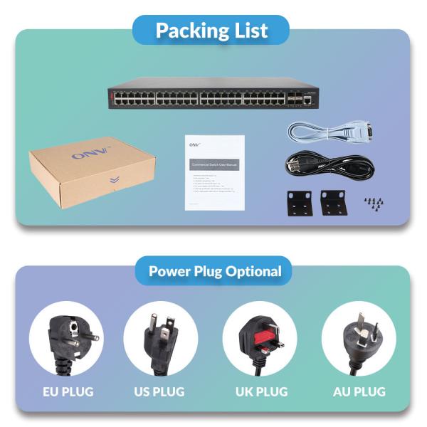 Quality 52 Port Gigabit Managed PoE Switch 600W Power Supporting IPv4 IPv6 Management for sale