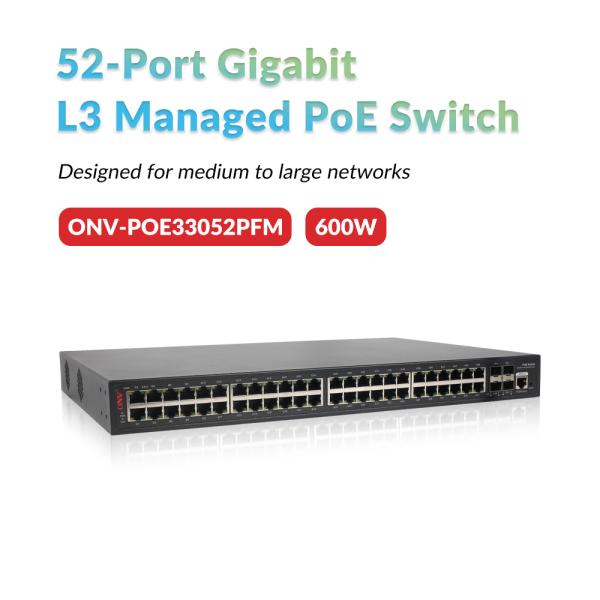 Quality 52 Port Gigabit Managed PoE Switch 600W Power Supporting IPv4 IPv6 Management for sale