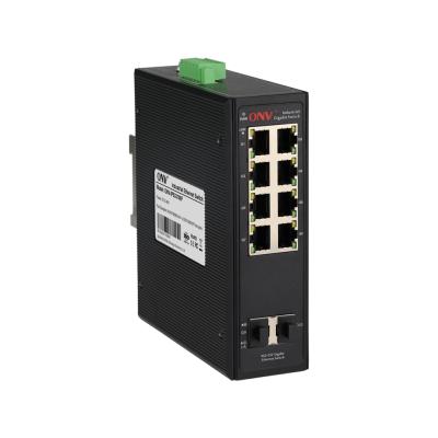 China 10-Port Gigabit Industrial Ethernet Switch With 8*10/100/1000M RJ45 Ports DIN Rail Mounting for sale