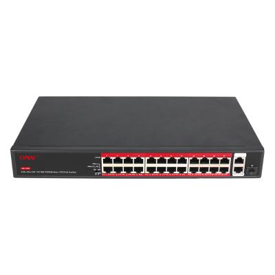 China 27-Port Gigabit Uplink Unmanaged PoE Switch with 24V Non-Standard PoE+ and 250m Extended Range for sale
