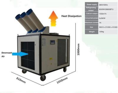 China 8500W Three Hoses Substantial Spot Cooling Air Conditioner 28900BTU Energy for sale