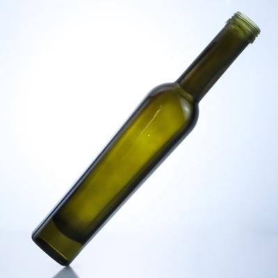 Cina 375ml Bottiglie di olio d'oliva verde scuro Acid Etch Superficie manipolazione e colore alto in vendita