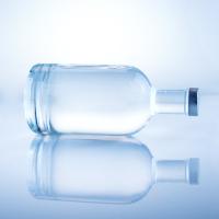 China Round Glass Bottle 375ml Clear Empty Bottle For Spirits With Acid Etch Surface Handling for sale