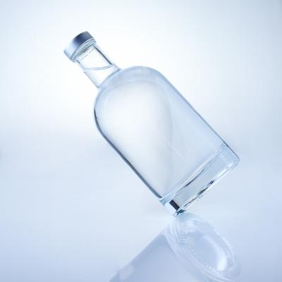 China Ronde glazen fles 375 ml heldere lege fles voor gedistilleerde dranken met zuur etch oppervlakte behandeling Te koop