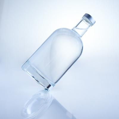 China Ronde glazen fles 375 ml heldere lege fles voor gedistilleerde dranken met zuur etch oppervlakte behandeling Te koop