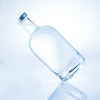 China Round Glass Bottle 375ml Clear Empty Bottle For Spirits With Acid Etch Surface Handling for sale