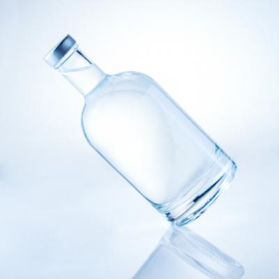China Ronde glazen fles 375 ml heldere lege fles voor gedistilleerde dranken met zuur etch oppervlakte behandeling Te koop