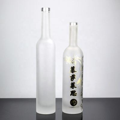 China 750 ml industriële fles voor vodka in bevroren glas voor vervaardiging en handel Te koop
