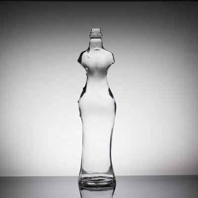 Cina Bottiglia in forma di corpo femminile sexy bottiglia di liquore di vetro unica con tappo corona in vendita