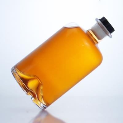 中国 ガラスカラー 750ml ショート ネック 丸形 空き 透明 石灰石 ジン ラム シャンパン 酒類 酒類 コルク付き ボトル 販売のため