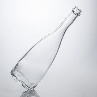 Cina Whisky Gin Rum Vodka Collare di vetro inciso Bottiglia di liquore rotonda con tappo personalizzato in vendita