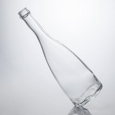 Cina Whisky Gin Rum Vodka Collare di vetro inciso Bottiglia di liquore rotonda con tappo personalizzato in vendita