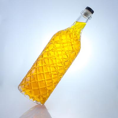 Cina Collare di vetro Super Flint Rum in rilievo Vodka Whisky Tequila Gin Bottiglia con sughero in vendita