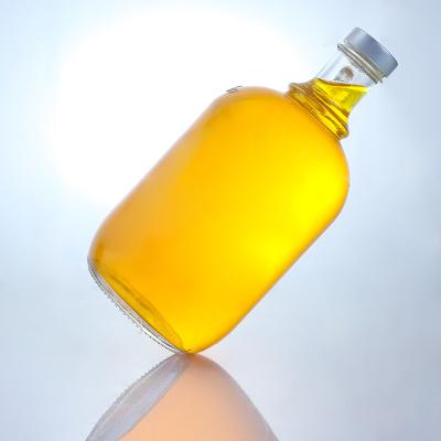 Cina Logo personalizzato Bottiglia di vetro di liquore a forma rotonda con manico e tappo a vite in vendita
