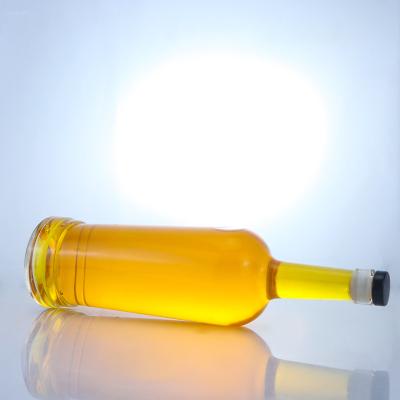 Cina Base di vetro Forma rotonda Logo personalizzabile Collo lungo Bottiglia di liquore con sughero in vendita