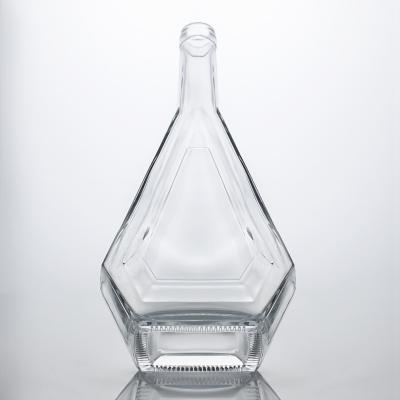 China Brandy Vodka Tequila Garrafa de vidro com tampa de cortiça e forma poligonal distinta à venda