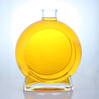 Cina Materiale Super Flint Forma piatta Rum Vodka Whisky Tequila Gin Bottiglia di vetro con sughero in vendita