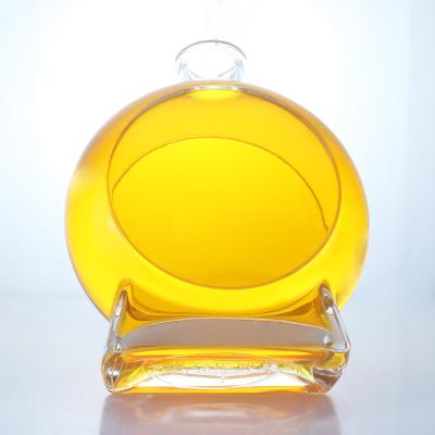 Cina Materiale Super Flint Forma piatta Rum Vodka Whisky Tequila Gin Bottiglia di vetro con sughero in vendita