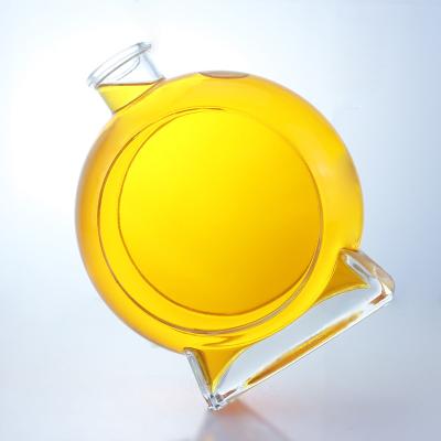 Cina Materiale Super Flint Forma piatta Rum Vodka Whisky Tequila Gin Bottiglia di vetro con sughero in vendita