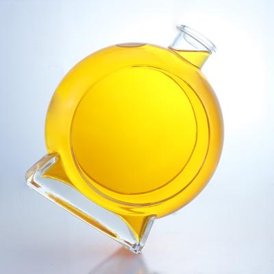 Cina Materiale Super Flint Forma piatta Rum Vodka Whisky Tequila Gin Bottiglia di vetro con sughero in vendita