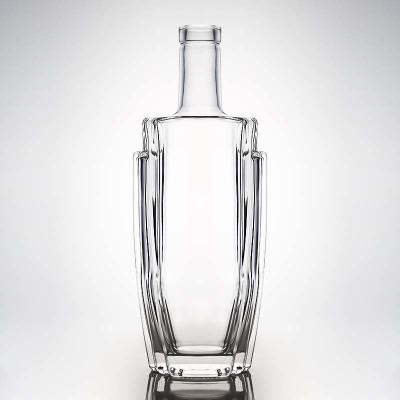 Cina Vaso di qualità alimentare 700 ml 750 ml rum vodka whisky tequila gin bottiglia con tappo personalizzato in vendita