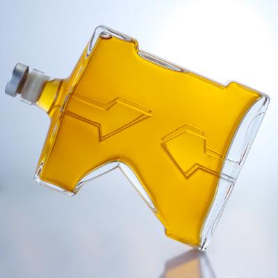 Cina Bottiglia di vetro di pietra chiara 750 ml con forma unica per Gin Rum Champagne Brandy Whisky in vendita