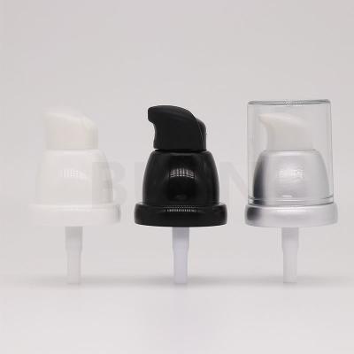 China 20mm White Arc Shoulder Plastic Treatment Pump With AS Transparent Half Cap for sale