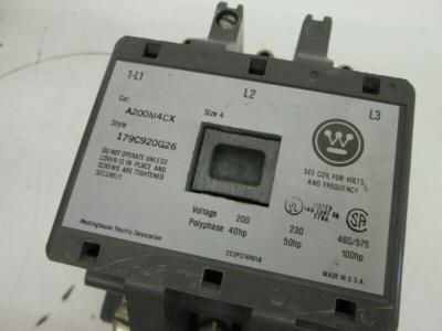 China A200M4CX NEMA Motor Control 480V 60 Hz Coil Voltage 135A Three Pole A200 Serie for sale