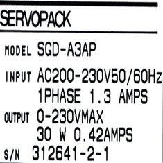 中国 SGD-A3AP ヤスカワ サーボドライブ 入力 1.3 AMPS SERVOPACK 50/60hz 一相 販売のため
