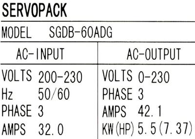 China 3 Phase Yaskawa Industrial Servo Drives SGDB-60ADG 5500W Duct Ventilation Type for sale