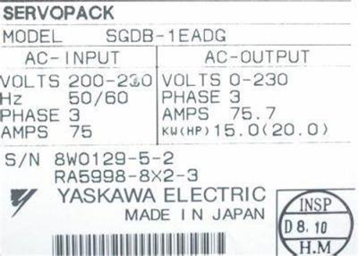 中国 新しい原物15KW SERVOPACKは200-230v 50/60hz 3Phase SGDB-1EADGを入れました 販売のため