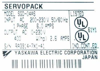 China O bloco servo industrial da movimentação servo elétrica de Yaskawa entrou 1 fase 400W SGDE-04AS à venda