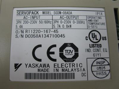 中国 新しく、元のサーボ ドライブYaskawaは4.4のサーボ パック800Watt SGDM-08ADAを出力しました 販売のため