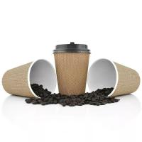 China Offset Printing 26oz Customized Disposable Paper Coffee Cups Ripple Wall for sale