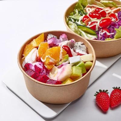 Китай Примите прочь логотип салатницы PLA Kraft супа бумажный напечатал устранимую бумажную салатницу с крышкой продается