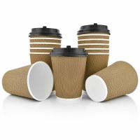 China Offset Printing 26oz Customized Disposable Paper Coffee Cups Ripple Wall for sale