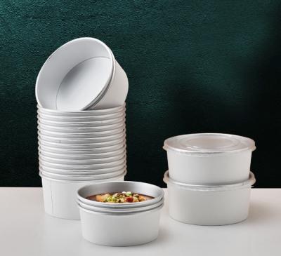 China Food Grade Aluminium Paper Bowls With Lids Takeaway Round Aluminium Foil Bowl for sale
