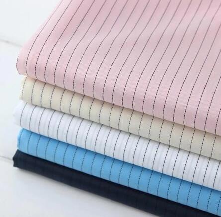 Quality Functional ESD Fabric Dust Proof 99% Plyester 1% Conductive Fabric Stripe 5mm for sale