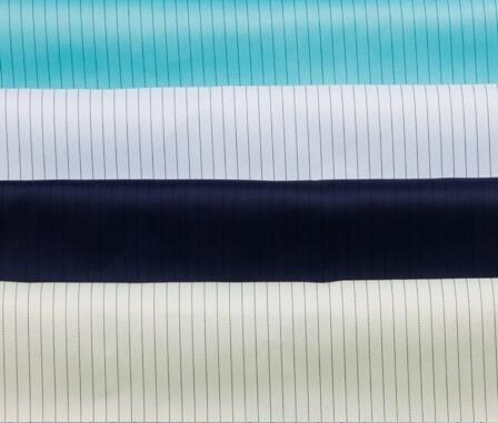 Quality Functional ESD Fabric Dust Proof 99% Plyester 1% Conductive Fabric Stripe 5mm for sale