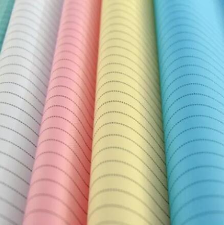 Quality Functional ESD Fabric Dust Proof 99% Plyester 1% Conductive Fabric Stripe 5mm for sale