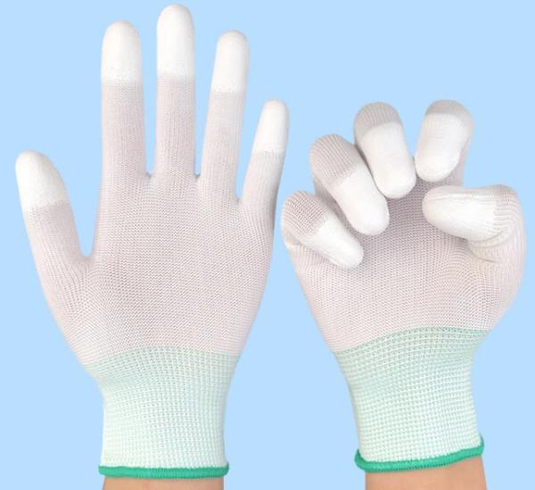 Quality PU Coated Finger Nylon gloves, Wear-resistant, Labor protection, Anti-slip,  Anti-static Coating with Glue for sale