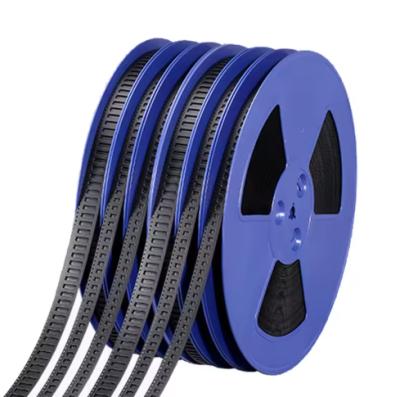 China 13-inch embossed carrier tape with plastic reels, compatible with 8–88mm width, custom length available. for sale