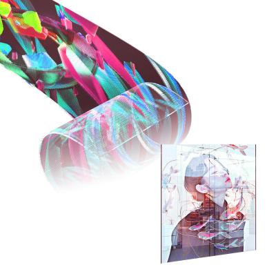 China P4 P10 90% Transparent Flexible LED Film Screen 2.5mm Ultra-Thin Self-Adhesive Glass LED Display for sale